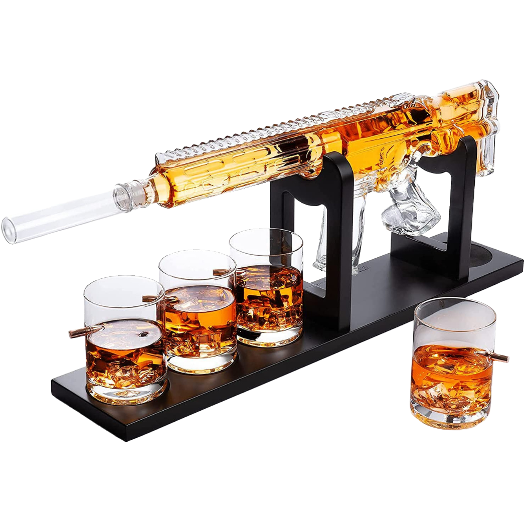 (UAE ONLY) AR15 Whiskey Gun Decanter Set 1000 ml & 4 12oz Bullet Glass ...