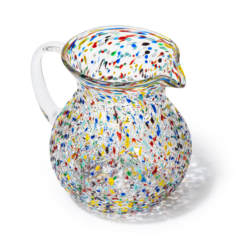 Hand Blown Mexican Glass Pitcher – Confetti Rock Design 70 Ounces - Co ...