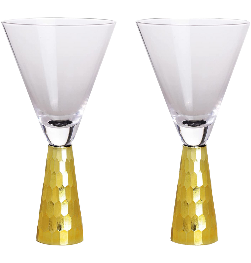 Set of 2 Elegant Gold Funnel Shaped Cocktail/Martini Glasses - 8oz ...