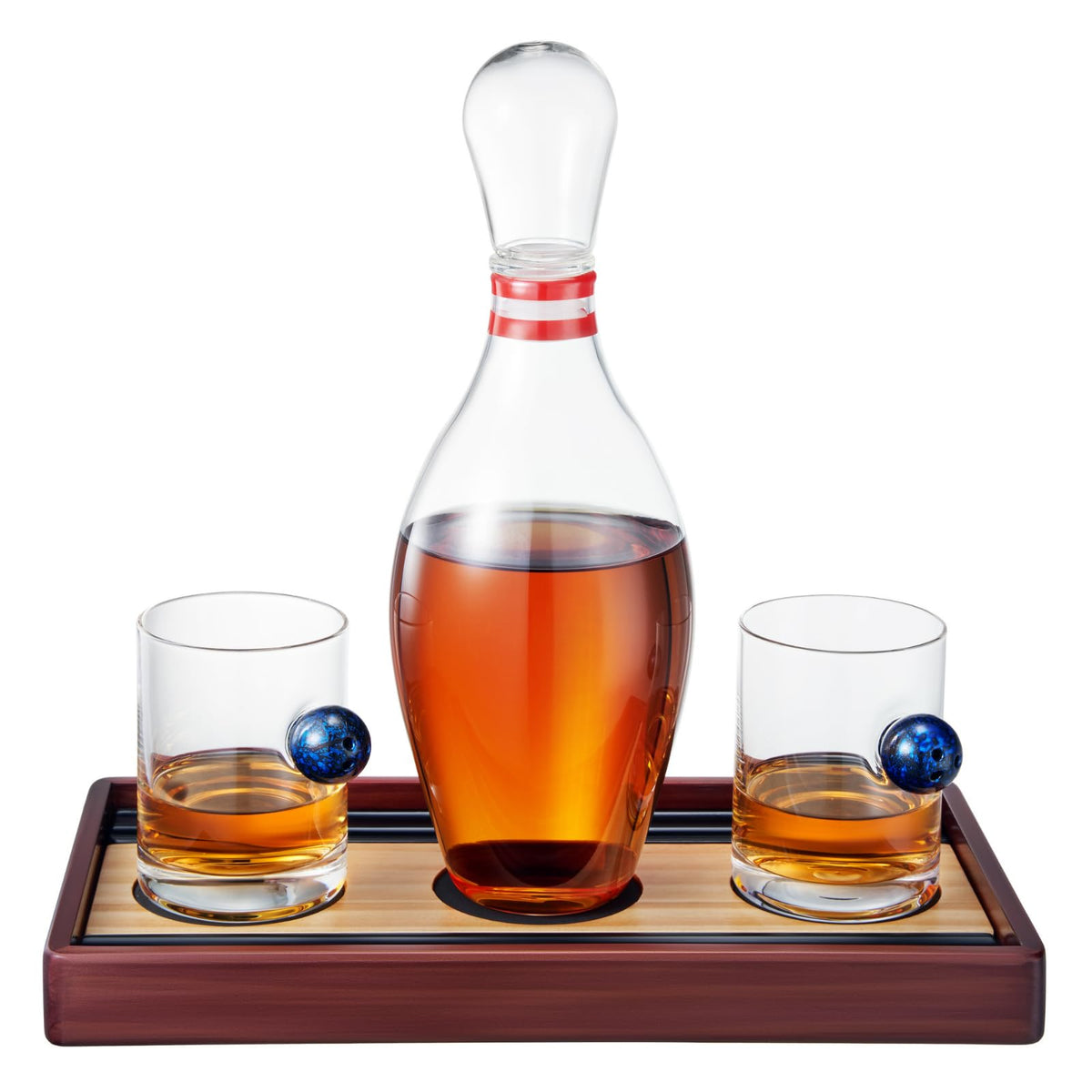 The Wine Savant Bowling Decanter, Sports Themed Whiskey Gift Set - Cle