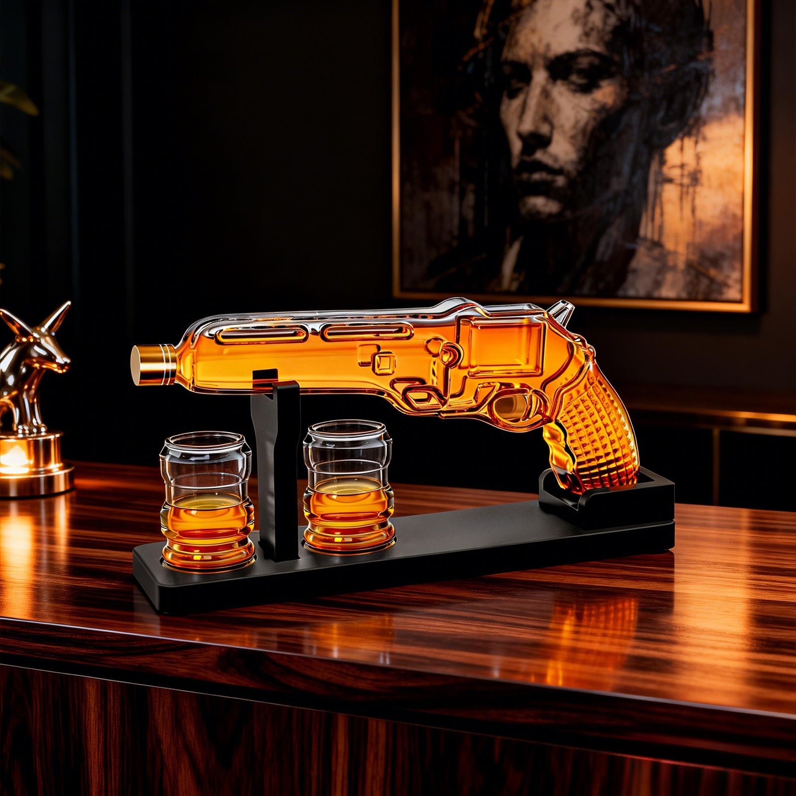 Whiskey Gun Decanter Set + 2 Bullet Glasses - Christmas Birthday Pisto ...