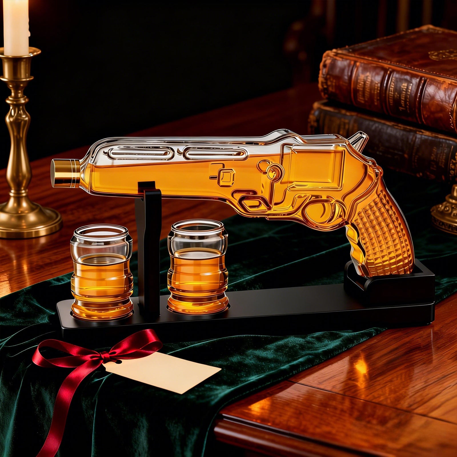 Whiskey Gun Decanter Set + 2 Bullet Glasses - Christmas Birthday Pisto ...