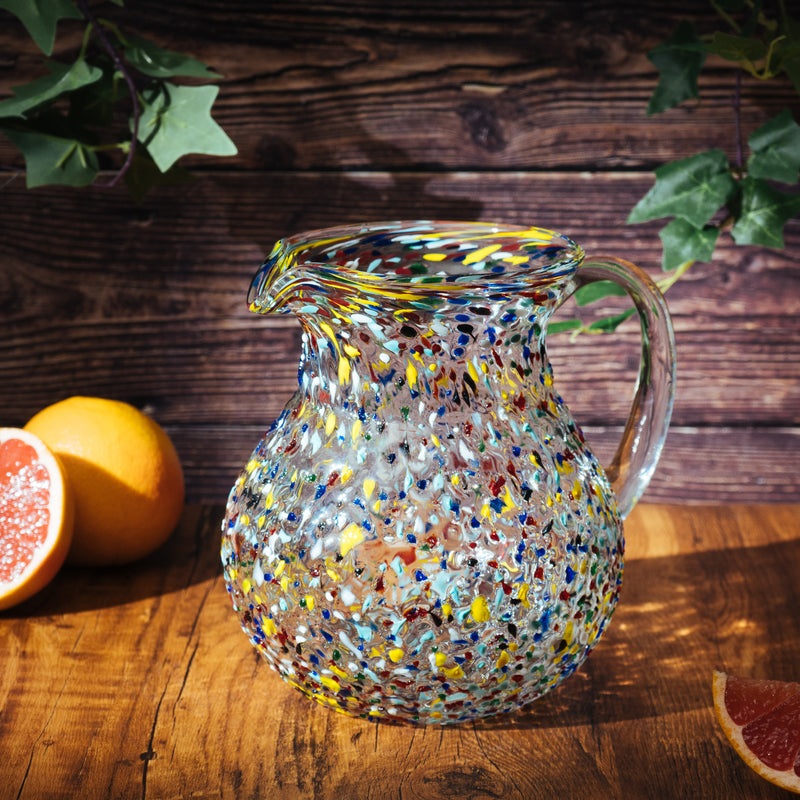Hand Blown Mexican Glass Pitcher – Confetti Rock Design 70 Ounces - Co ...