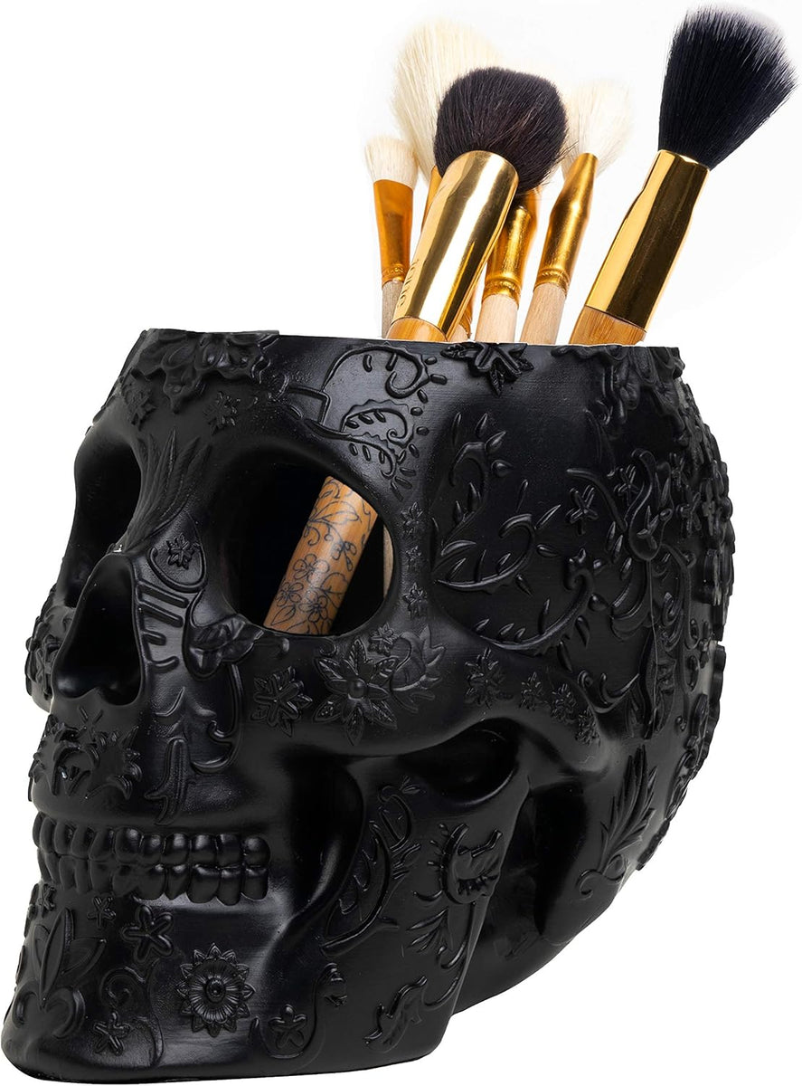 Skull Makeup Brush Holder, Pen Holder, Vanity, Desk, Office Organizer ...