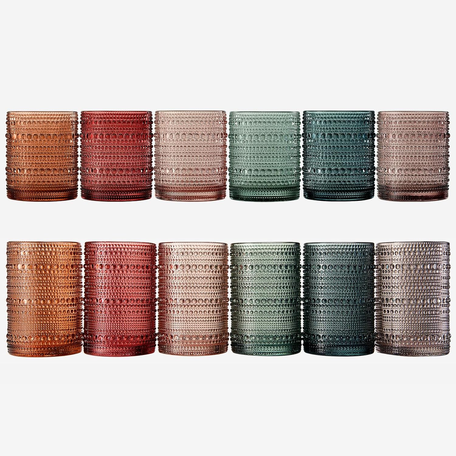 Hobnail Drinking Glasses Pastel Colored Beaded Drinking | Set of 12 – The Wine Savant
