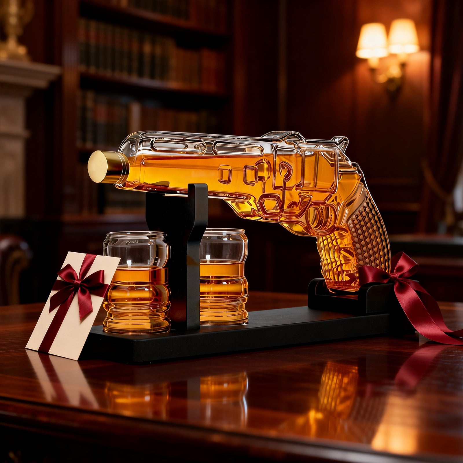 Whiskey Gun Decanter Set + 2 Bullet Glasses - Christmas Birthday Pisto ...