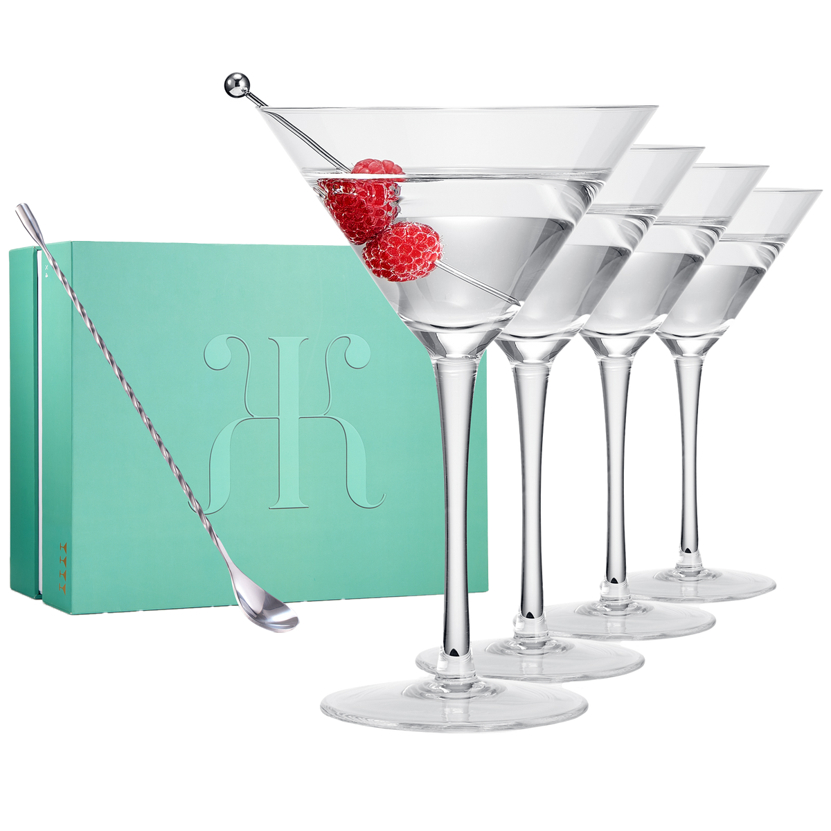 Crystal Martini Glass Set of 4 | 10oz | Classic Luxury Cocktail with B ...