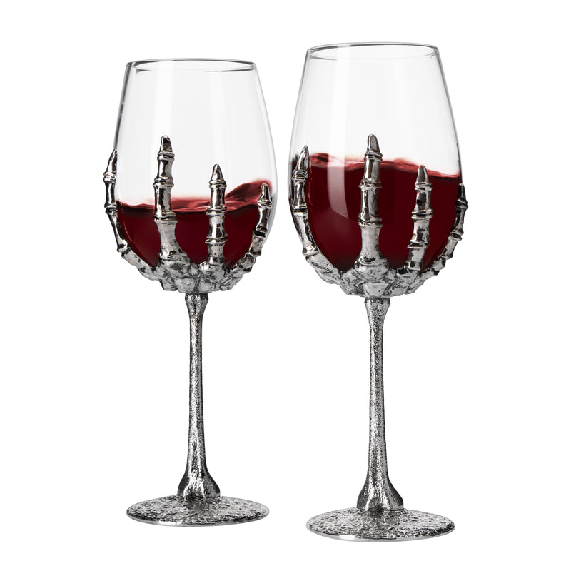 Stemmed Skeleton Wine Glasses Set of 2 by The Wine Savant - Skeleton H