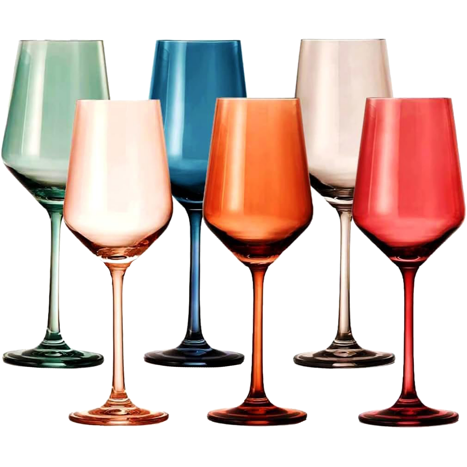 Colored Crystal Wine Glass Set of 6, Gift For Him, Her, Wife, Friend ...