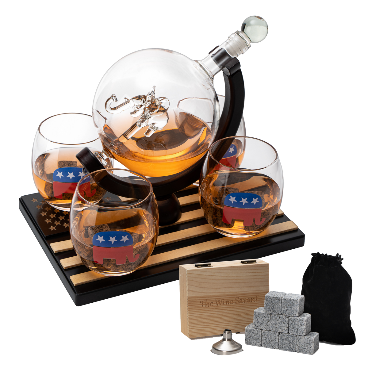 Republican Party Wine & Whiskey Decanter Set, Proud Republicans Vote R ...