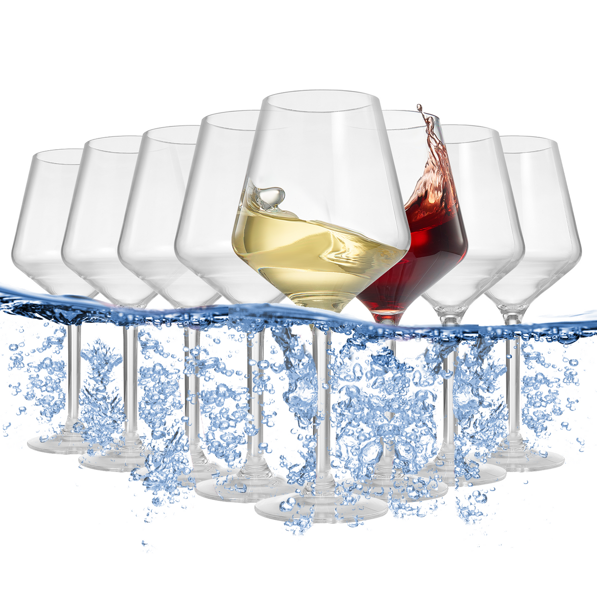 Floating Wine Glasses for Pool (18 Oz | Set of 8) That Float | Shatter ...