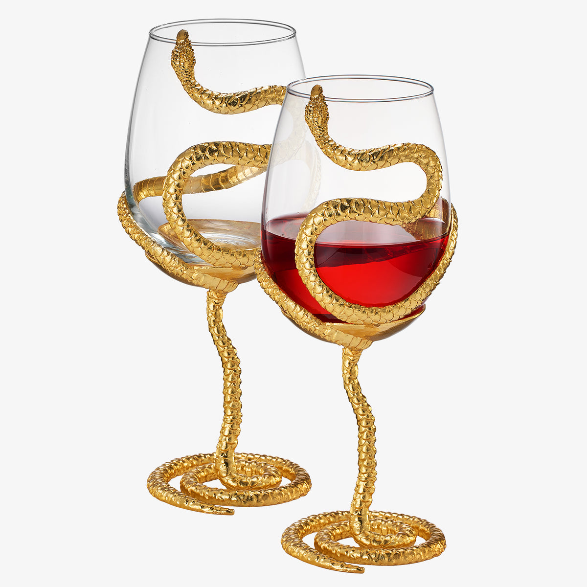 Stemmed Snake Wine Glass | Set of 2 | 19oz Spooky Reptile Glasses 10 ...