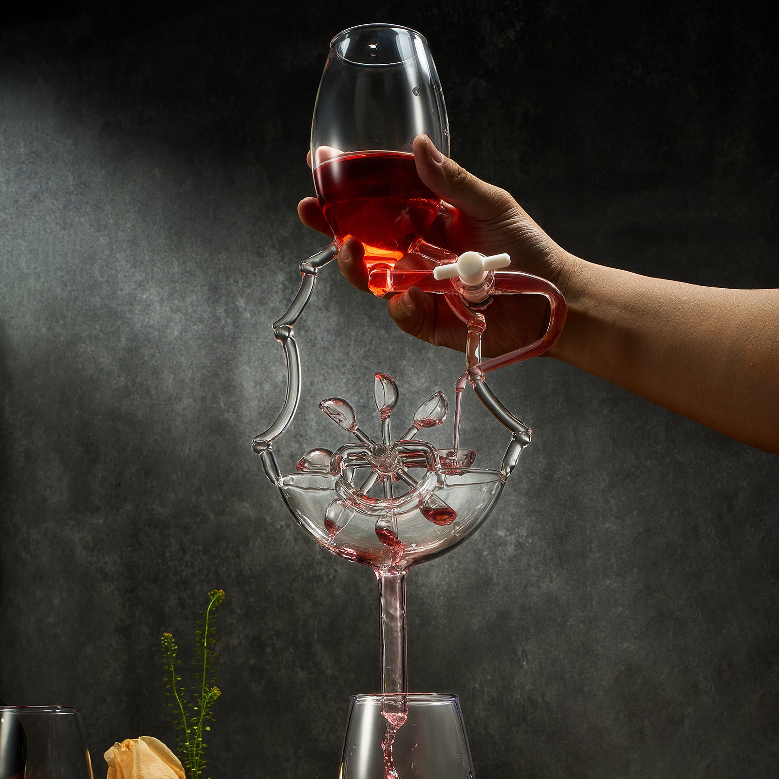 Wine Glass Wheel Decanting & Aerator Set by The Wine Savant - Unique D