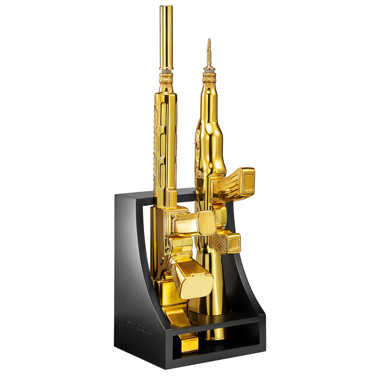 2 Gun Gold Whiskey Decanters Set & Rifle Gun Decanter - 21OZ & 27OZ ...