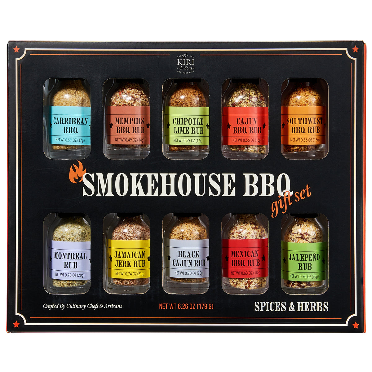 Smokehouse BBQ Gourmet Grilling Spice Set | 10-Set | Glass Bottle Seas ...