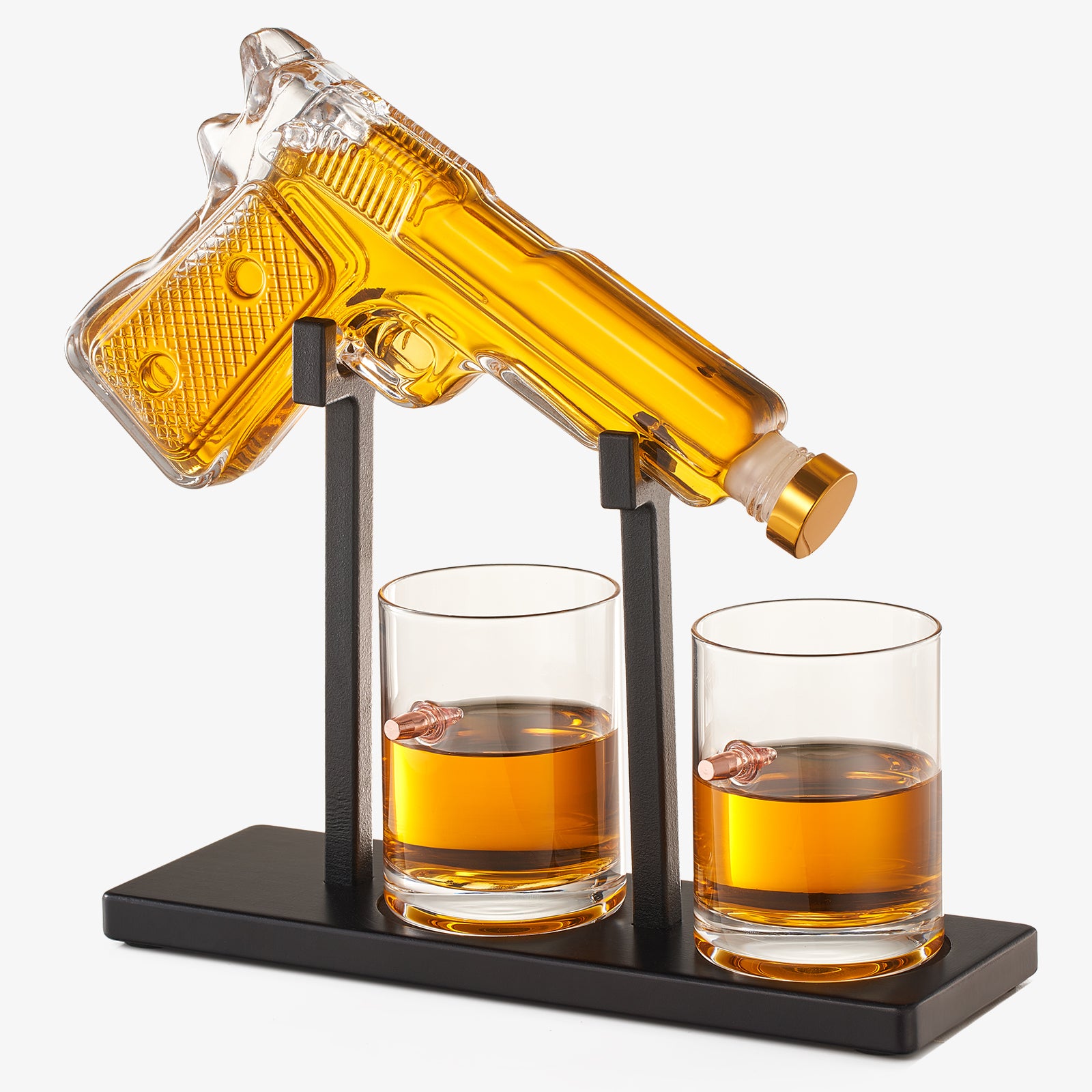 Pistol Whiskey Decanter Set 7.7 Oz with Two 10.5 Oz Glasses – The Wine ...