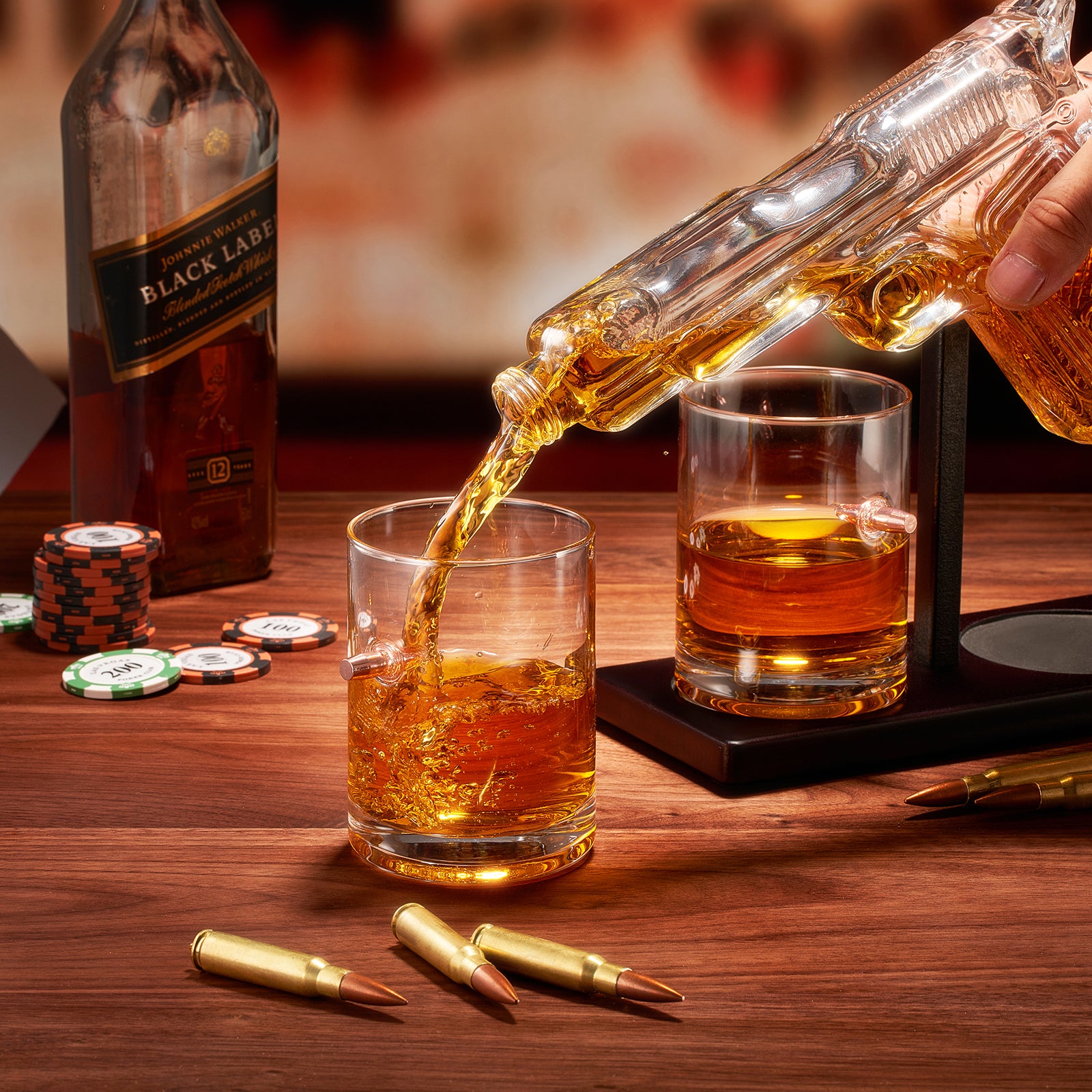Pistol Whiskey Decanter Set 7.7 Oz with Two 10.5 Oz Glasses – The Wine ...