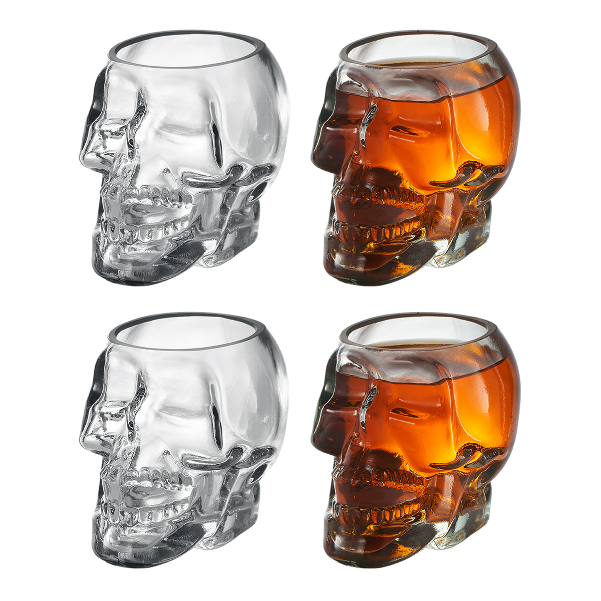 Monkey and Heroes Extra Large Skull Shot Glasses Set of 4, Use Skull H ...