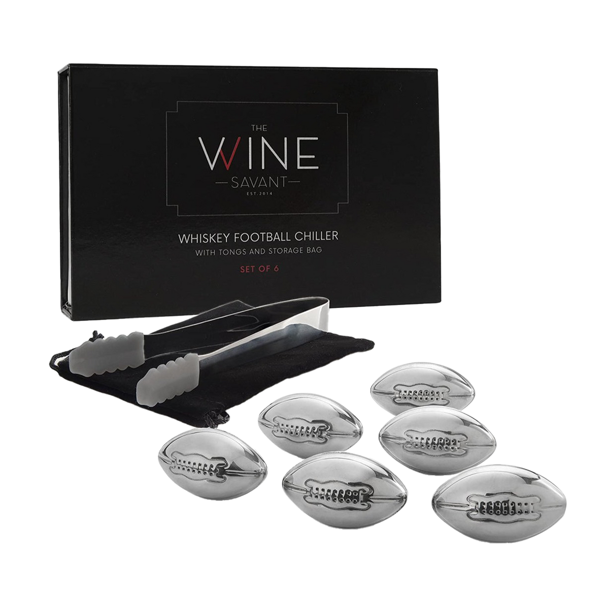Football Whiskey Stones, 6 Stones Rocks Cubes – The Wine Savant
