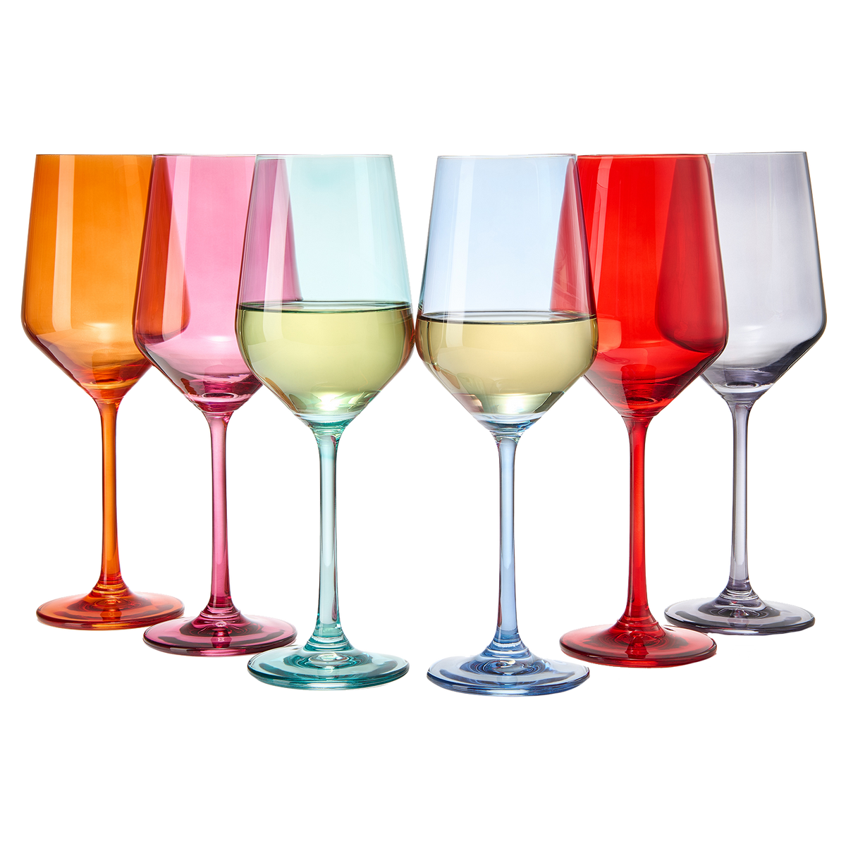 Colored Wine Glass Set, Large 12 oz Glasses Set of 6 – The Wine Savant