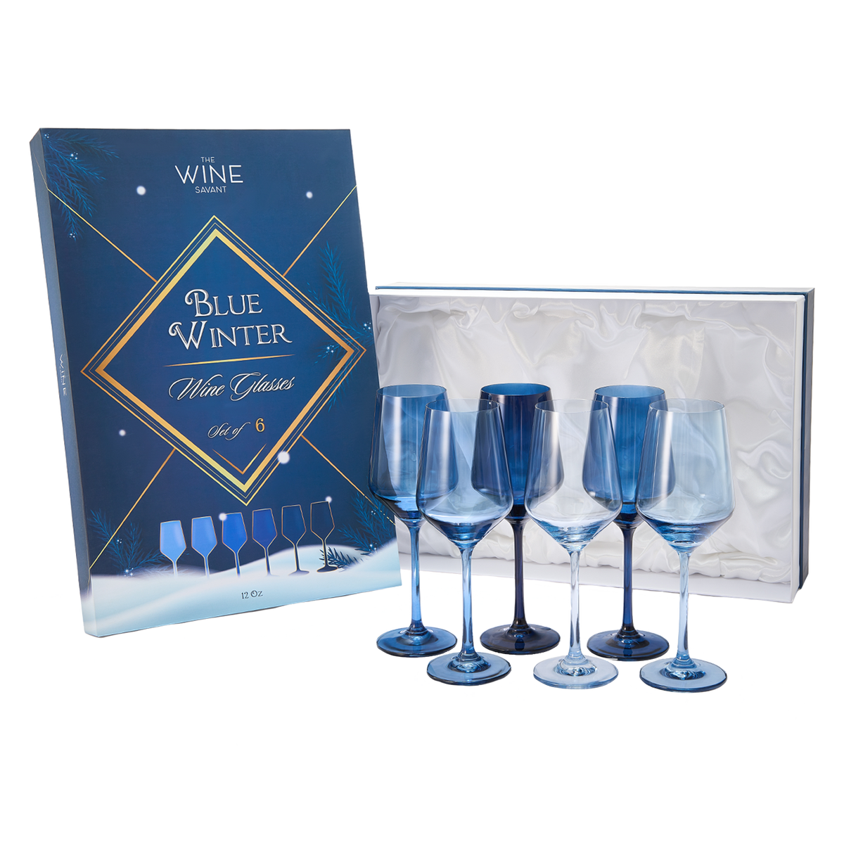 Blue Winter Wine Glasses | Set of 6 | Navy Blue Colors – The Wine Savant