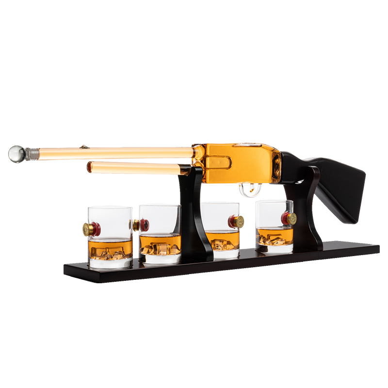 Shotgun Rifle Wine & Whiskey Decanter Set 20oz with Bullet Glasses by ...