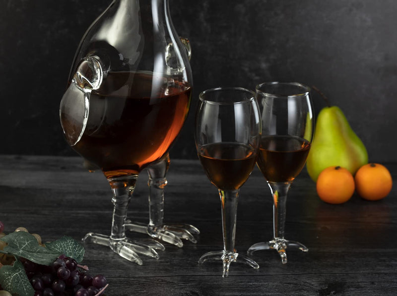 Cock - Chicken Decanter 500ml Whiskey and Wine Decanter Set with 2 Whi ...
